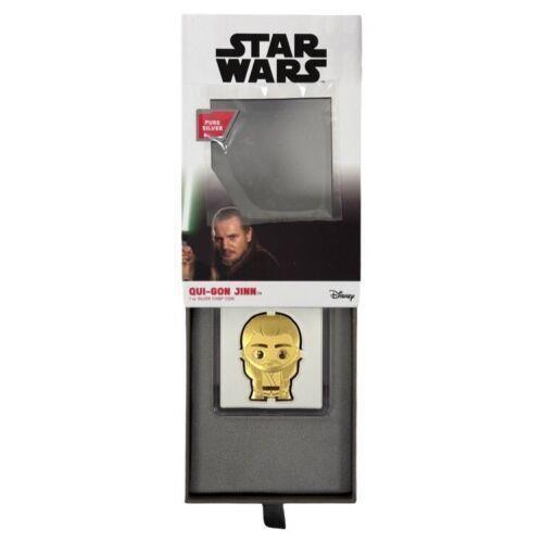 2023 Star Wars, Qui-Gon Jinn, Gilded, Niue 1oz Silver $2, Chibi Coin ...